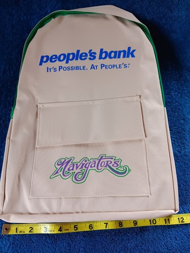 Norwich Navigators NOS CANVAS BACK PACK Peoples Bnk VTG Tan Purple ...