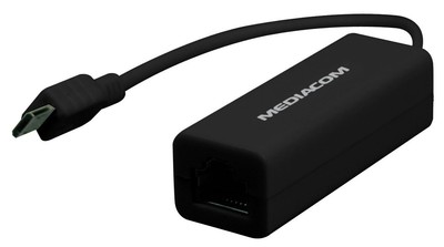 MEDIACOM M-USBETH LAN ADAPTER, 10/100MBIT, (BUS POWERED), MICRO USB 2.0 ...