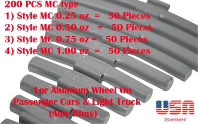 200 Pcs ASSORTMENT CLIP-ON WHEEL WEIGHT BALANCE MC STYLE 0.25 0.50 0.75 ...