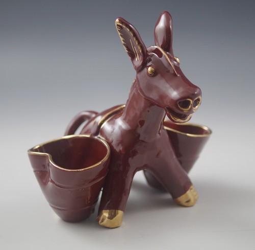 VTG ITALY POTTERY BROWN AND GOLD DONKEY VASE SCULPTURE UNUSUAL | eBay