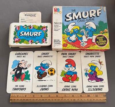 1982 MILTON BRADLEY THE SMURFS CARD GAME 39 PLAYING CARDS & INSTRUCTION ...