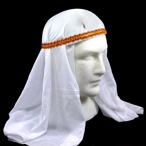 Sheik White Headdress Arab Hat Arabian Middle East Headpiece Costume ...