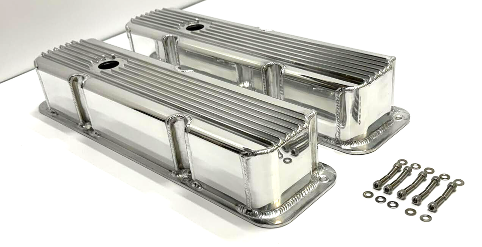 Ford FE Finned Fabricated Aluminum Tall Valve Covers BBF 332 352 390 ...