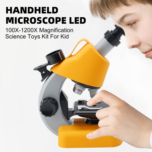 LED 100X-1200X Handheld Microscope Magnification Science Toys Kit For ...