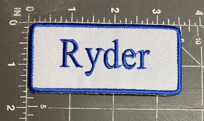 Ryder Name Tag Patch ID Badge Uniform Shirt Blue White Truck Rental Cup ...