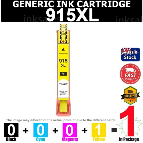 1x 915XL 915 YELLOW Generic Ink Cartridges For HP 8010 8012 8020 8022 ...