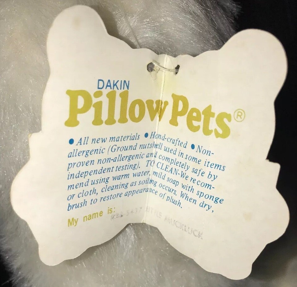 DAKIN Pillow Pets White Husky Wolf Dog Vintage 1977 With Tags Korea EUC ...