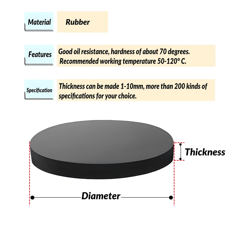 Neoprene Solid Round Rubber Pads Disc Sheet -10 Pcs -Various ...