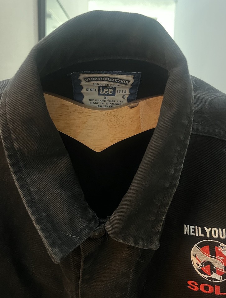 NEIL YOUNG Vintage Concert Solo Tour jean Denim jacket Tee Shirt XL 90 ...