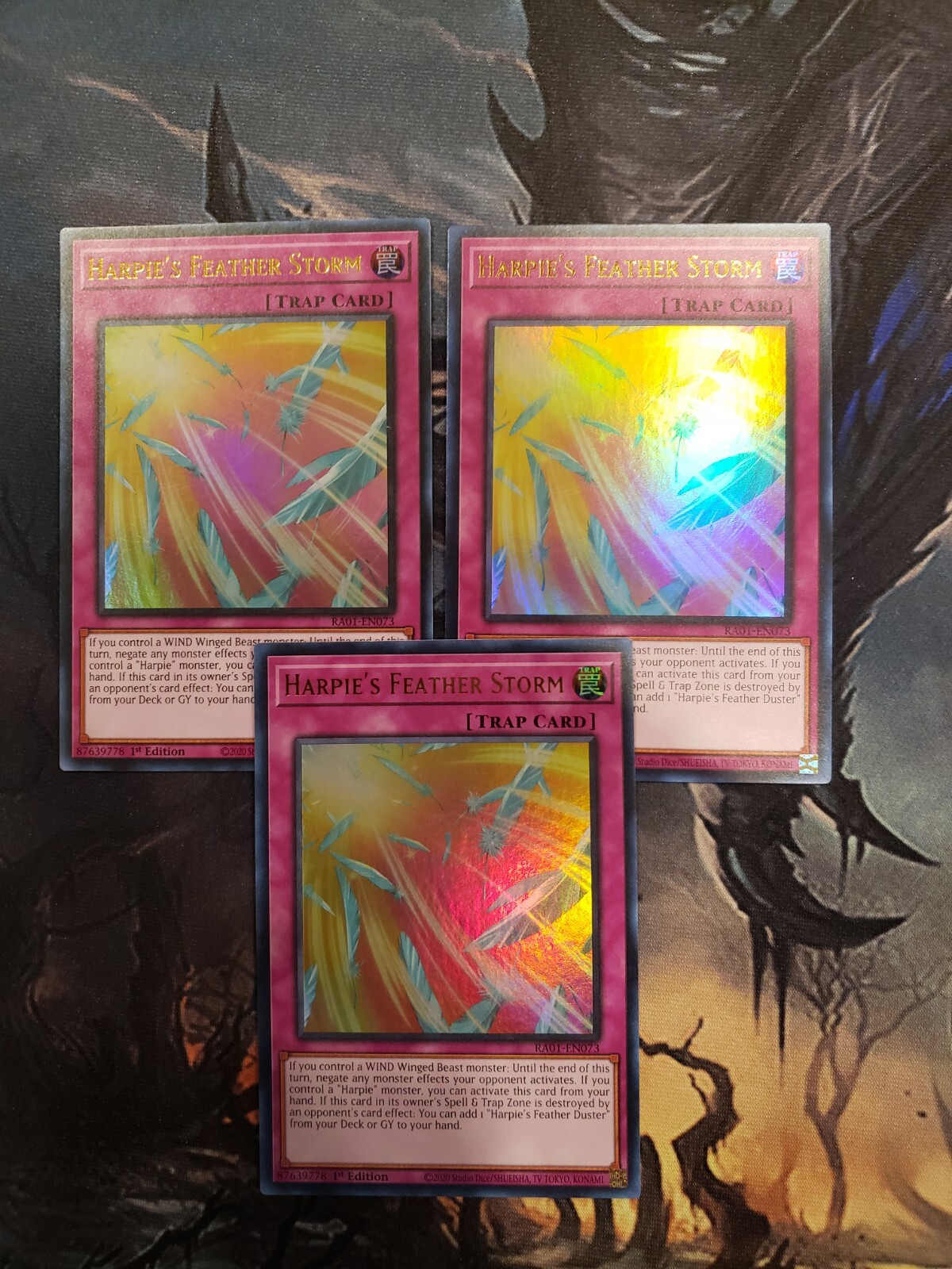 X3 Harpie's Feather Storm (RA01-EN073, Ultra Rare) YUGIOH PLAYSET NEW ...