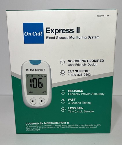 On Call Express II Diabetes Testing Kit- Blood Glucose Meter - Brand ...