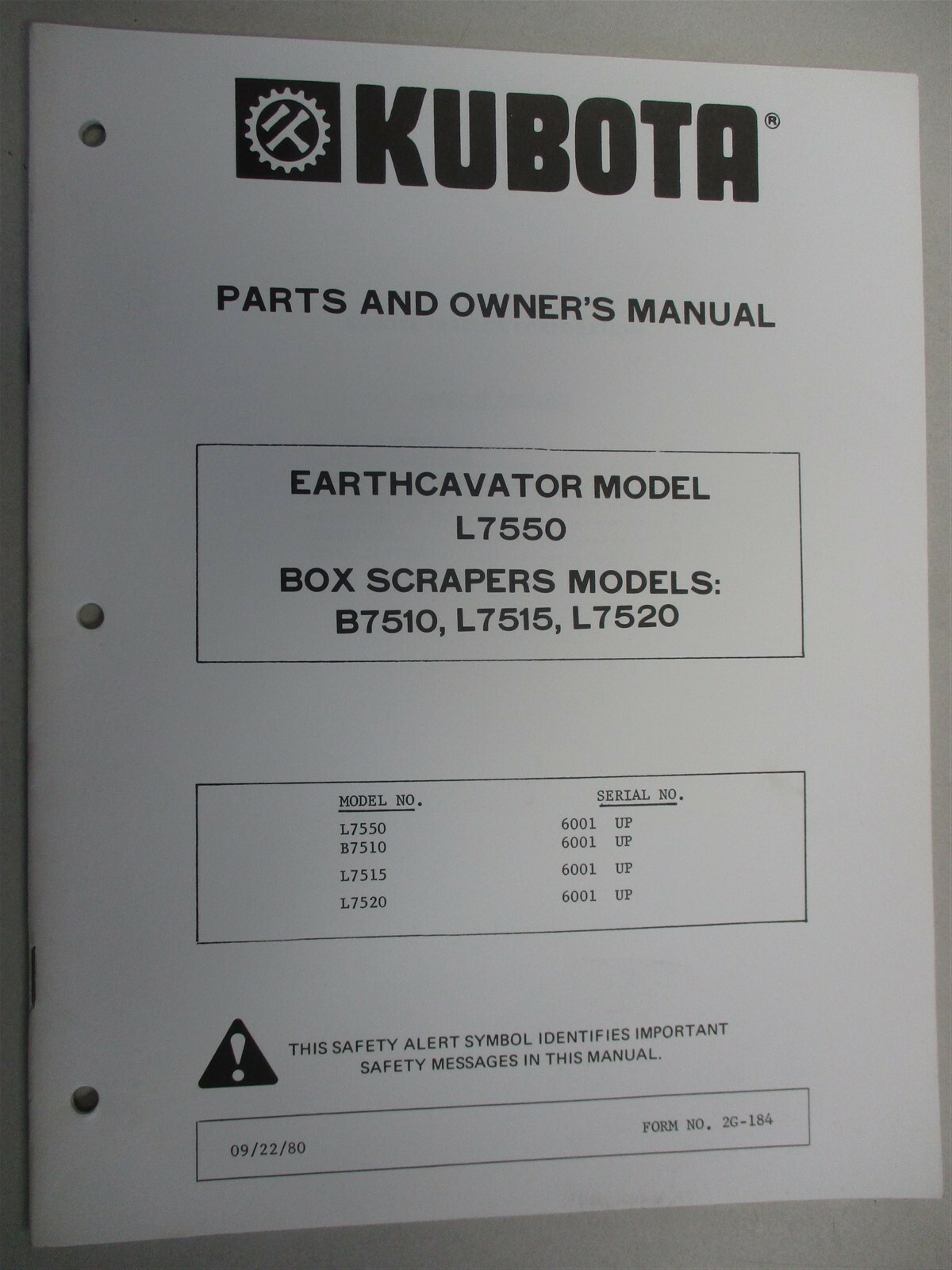 70000-70033 GENUINE OEM KUBOTA L7550 EARTHCAVATOR OWNERS MANUAL | eBay
