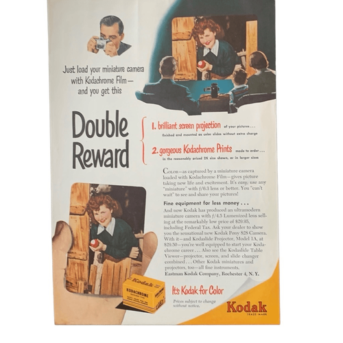 Vintage 1950 Kodak Double Reward Ad Advertisement | eBay