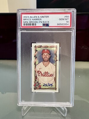 2023 Allen & Ginter Mini Bryce Harper Brooklyn Back SP 25/25 PSA 10 POP ...