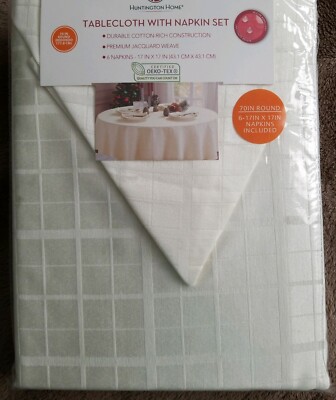 Huntington Home Tablecloth 70 in round Water Repellent Jacquard | eBay