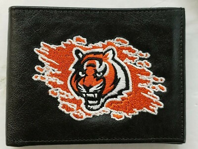 NFL Cincinnati Bengals Bill Fold Leather Wallet, New (Embroidered Logo ...