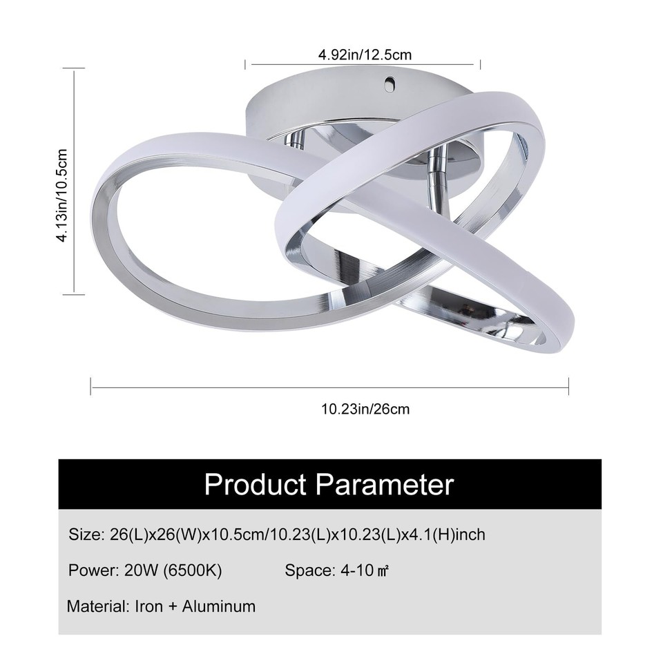 Hallway Light 20W LED Ceiling Lights Semi Flush Mount Chandelier ...