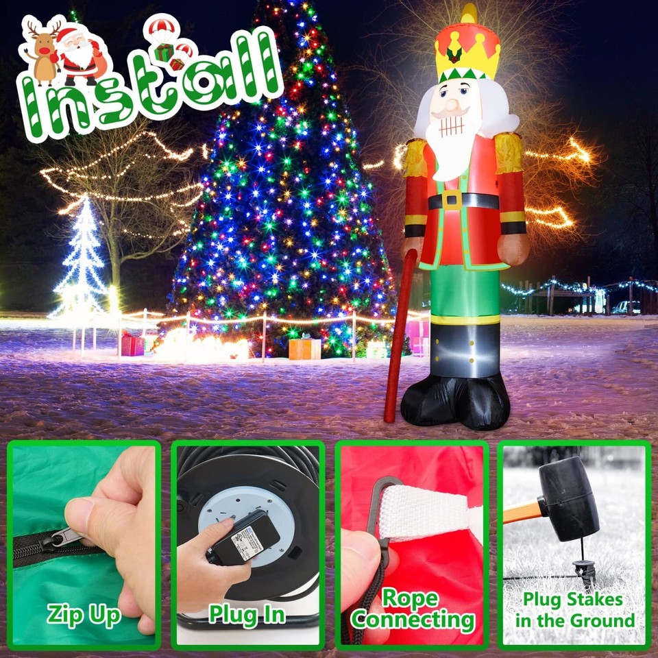 10 ft Giant Christmas Inflatables Nutcracker Soldier Outdoor Decoration ...