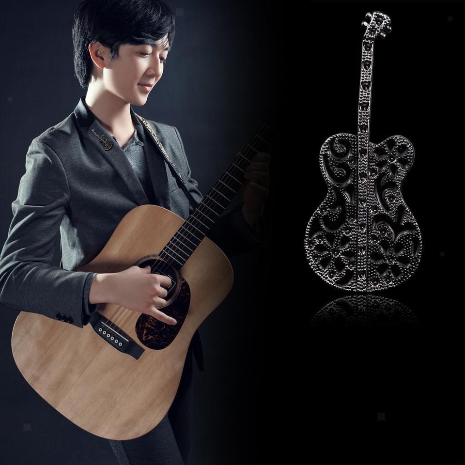 Black Enamel Music Guitar Women Brooch/Pin for Party | eBay UK