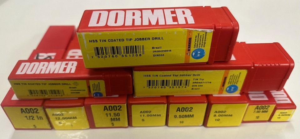 DORMER A002 HSS Tin Coated Jobber Drills - High Speed Steel Twist Bits ...