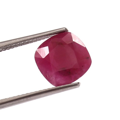 4.80 CT Johnson Mines Heated Natural CERTIFIED Ruby Cushion Loose ...