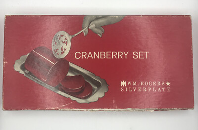 Vintage Wm. Rodgers Silverplated Cranberry Serving Set w/ Spoon ...