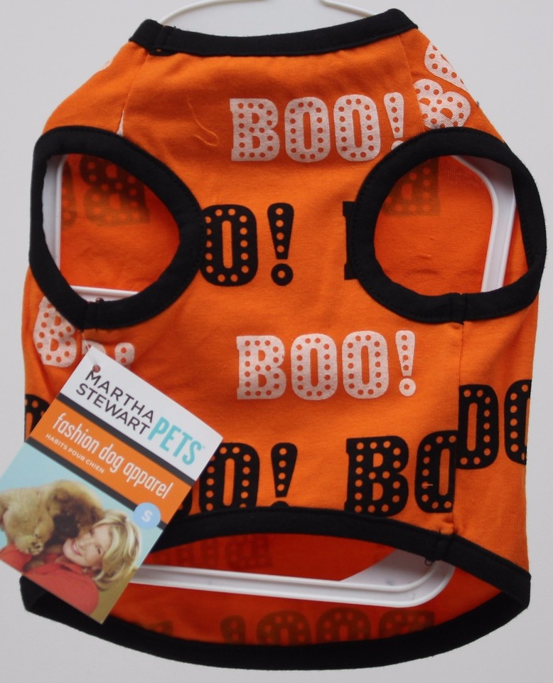 Halloween Martha Stewart Orange & Black Boo! Boo! Pet Dog Shirt Large ...