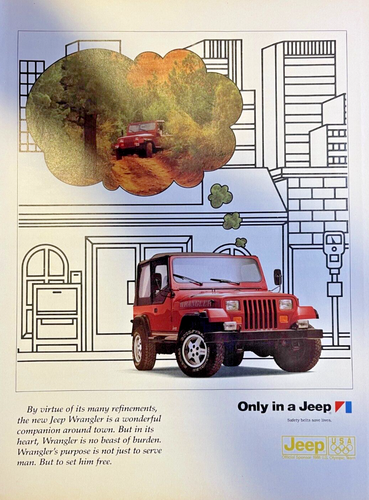 1987 Magazine Advertisement Jeep Wrangler Only In A Jeep | eBay