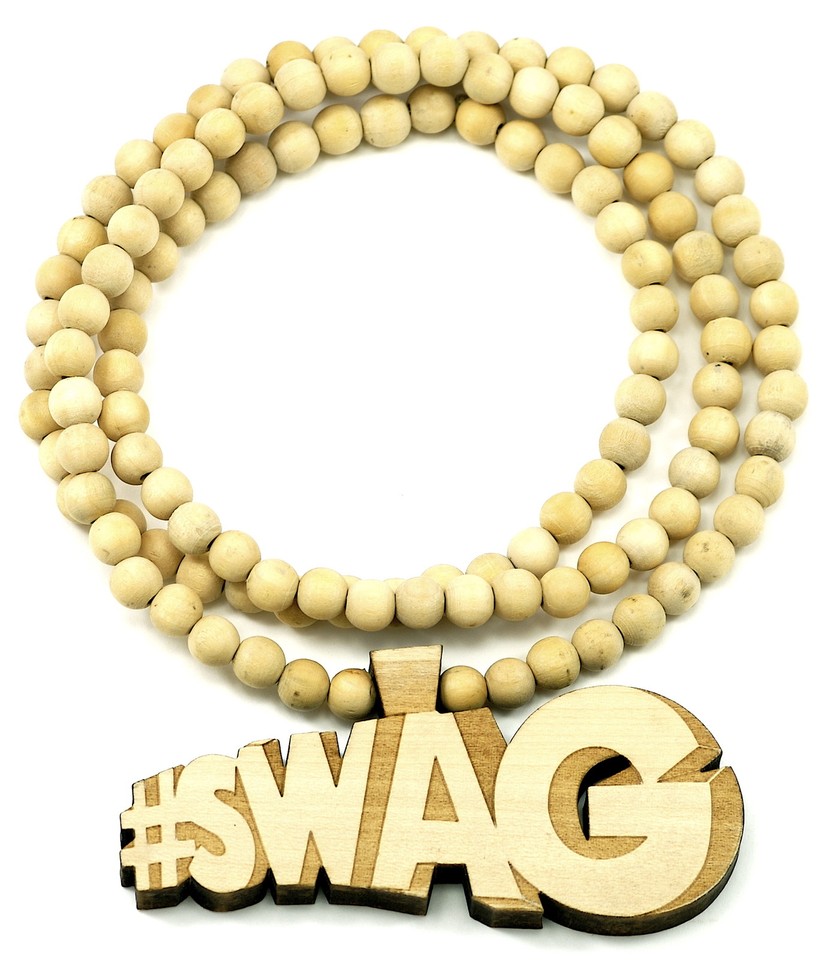#SWAG Necklace New Good Wood Style Pendant With 36 Inch Wood Bead Chain ...
