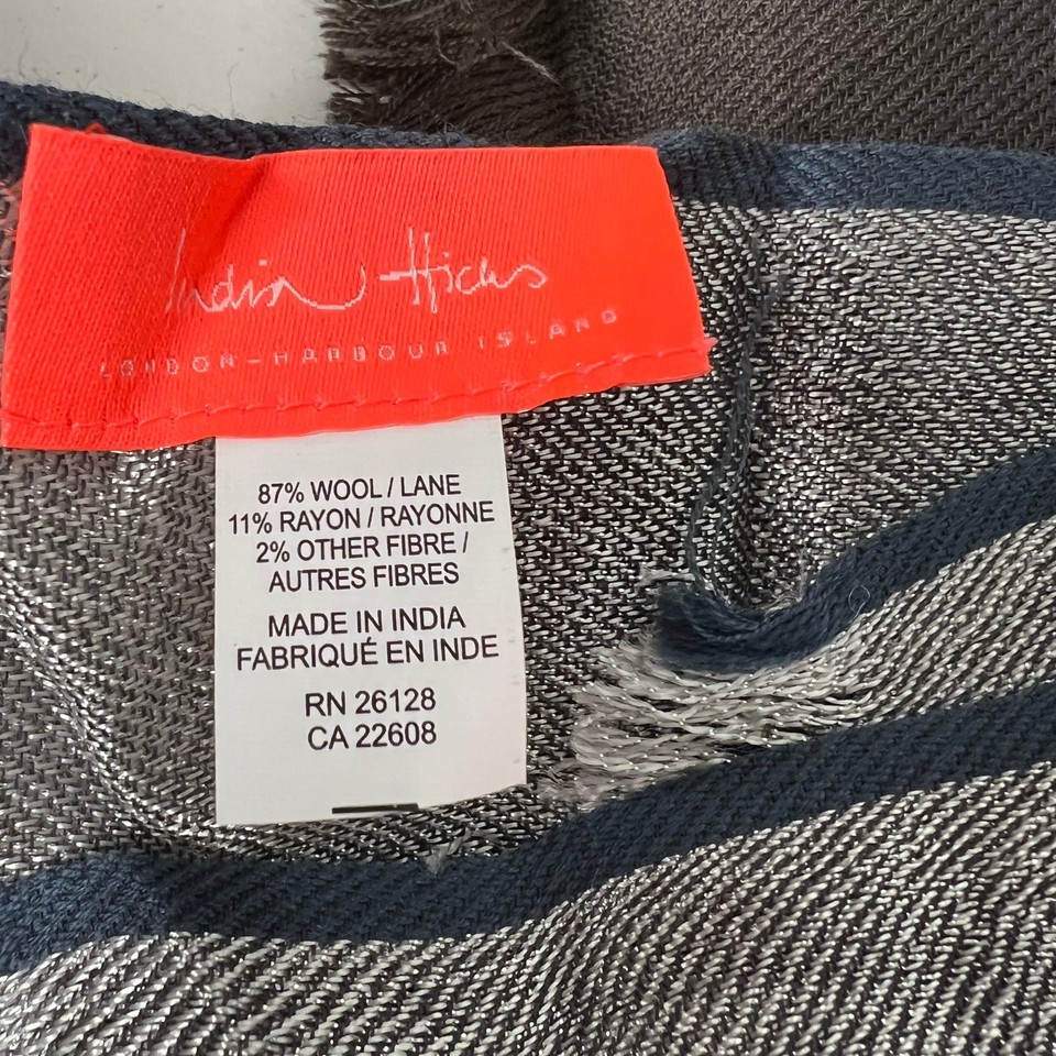 India Hicks Queens Highway Silver Blue Wool Blend Scarf | eBay