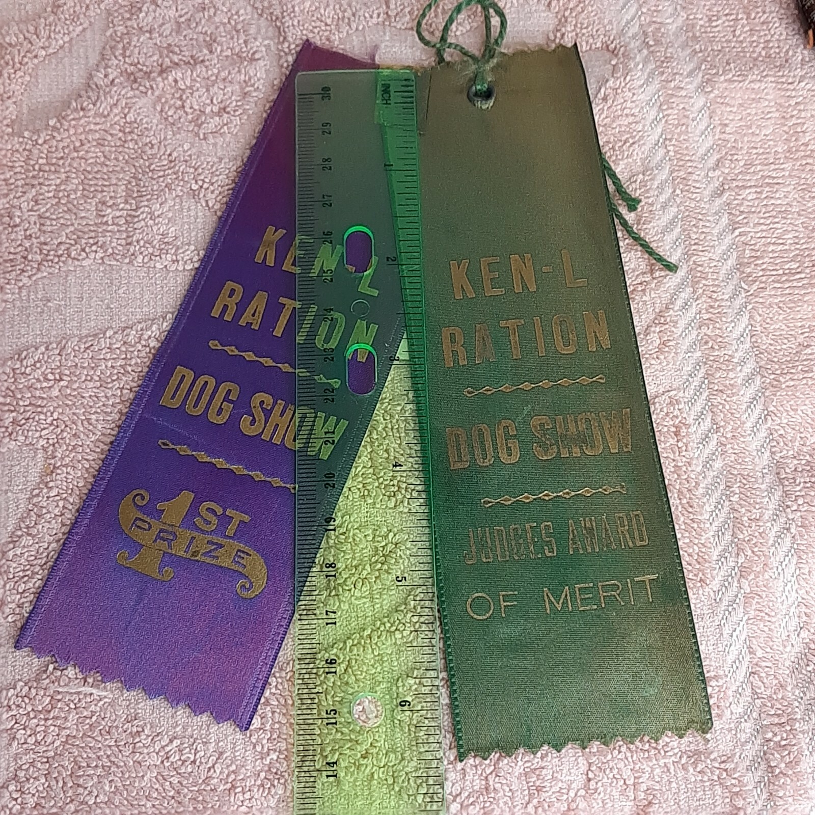 Vtg Ken-L Ration Dog Food Amateur Dog Show Pair Ribbons 1st Prize ...