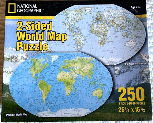 Two-Sided World Map - National Geographic 250 Piece Puzzle, New, Sealed ...