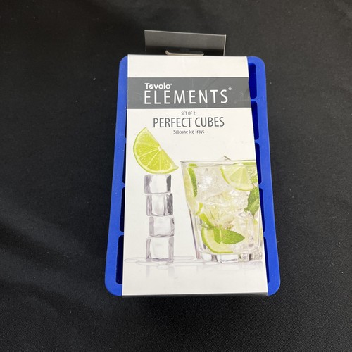 Tovolo Elements Perfect Cube Ice Tray Set Of 2 Blue Reusable Silicone ...
