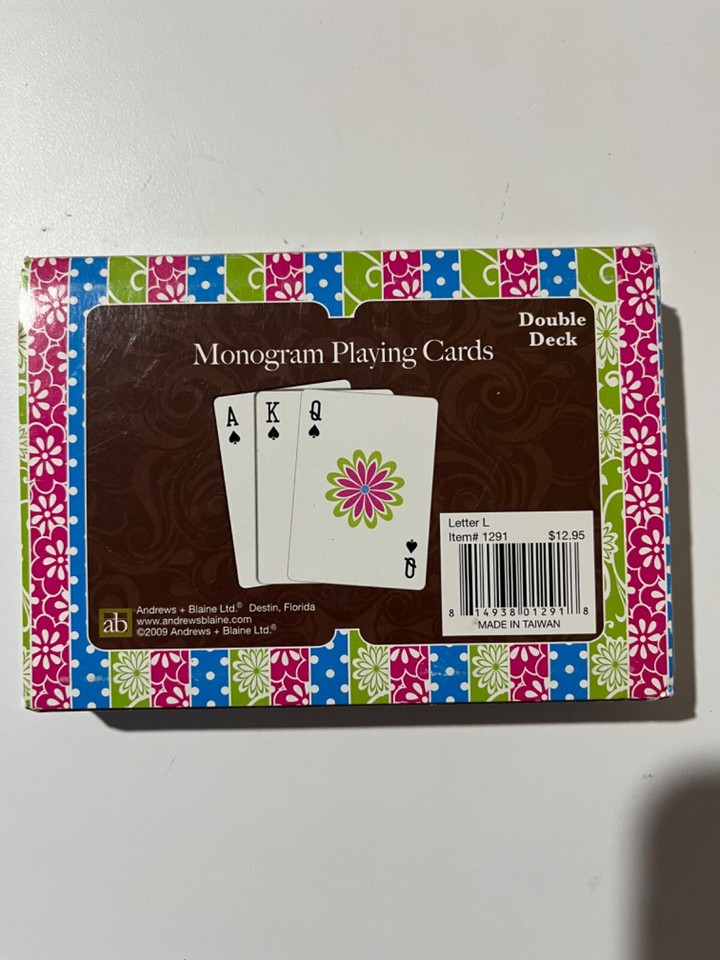 Blue Floral Monogram Playing Cards, Letter L | eBay