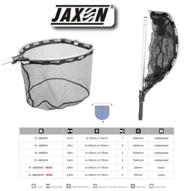 JAXON PREDATOR LANDING NET TELESCOPIC HANDLE FOLDABLE HEAD RUBBER OR ...