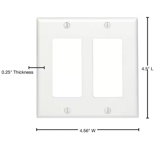 Leviton 2-Gang Decora Rocker Wall Plate White Plastic Standard Cover ...