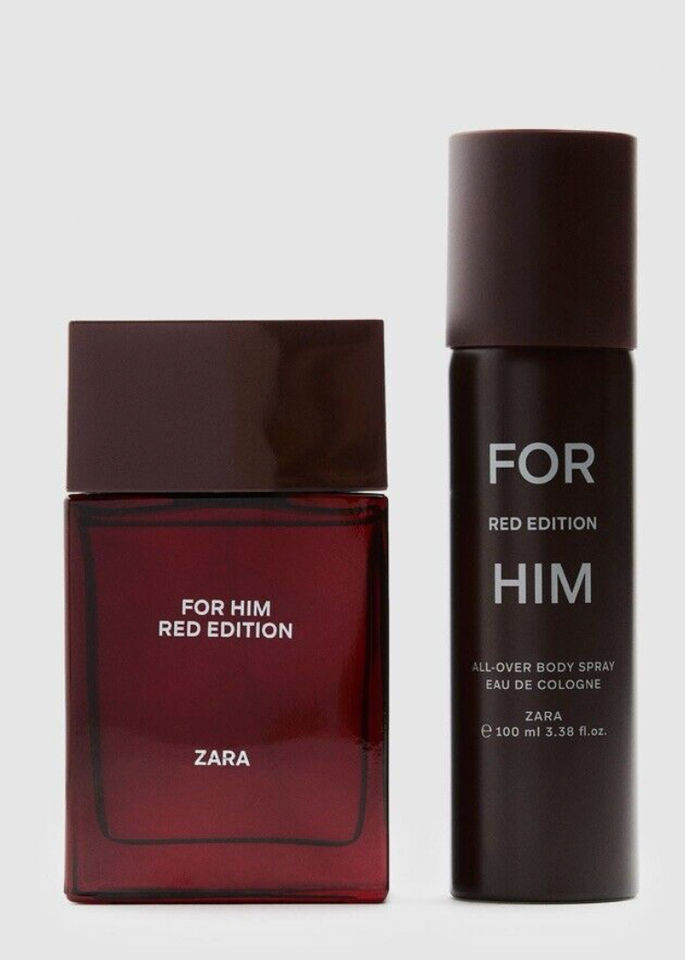 ZARA FOR HIM RED EDITION SET 3.38 oz /100ml EDP Spray +All Over Body ...