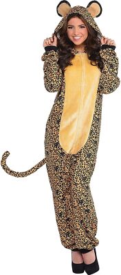 Leopard Zipster Jumpsuit Safari Animal Fancy Dress Up Halloween Adult ...