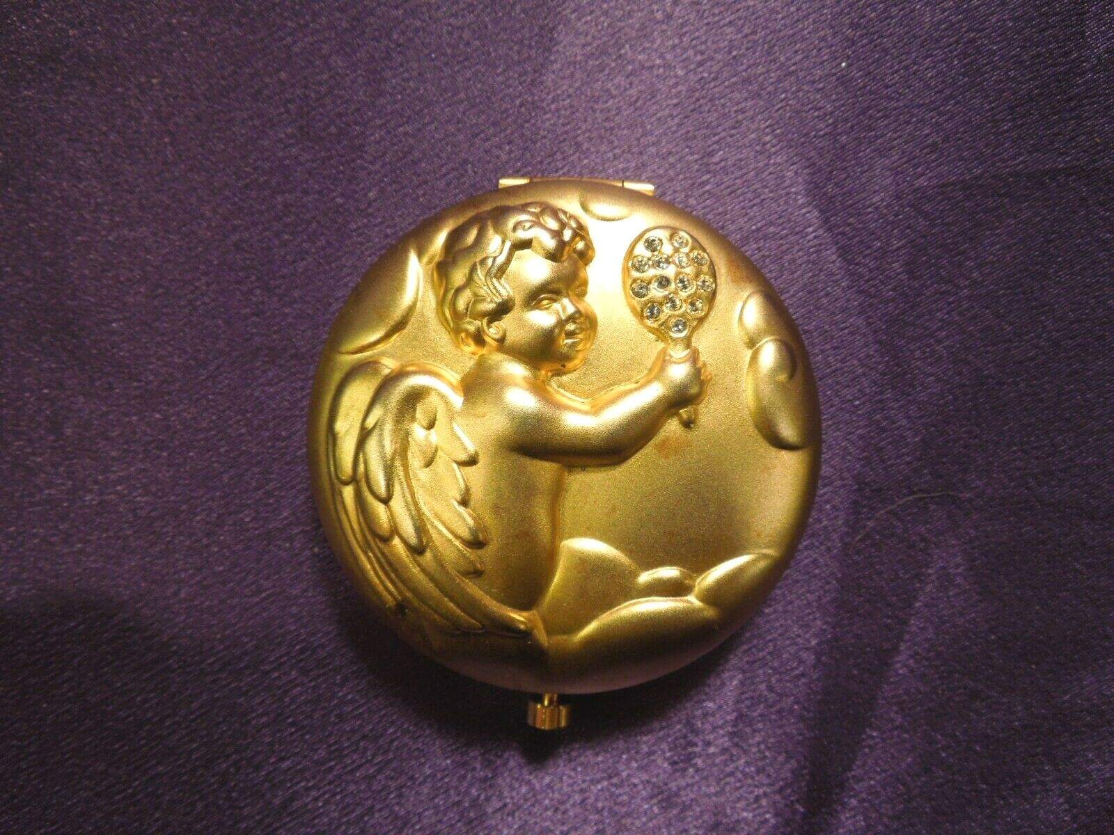 Vintage October Estee Lauder Lucidity Gold Tone Crystal Angel Cherub ...