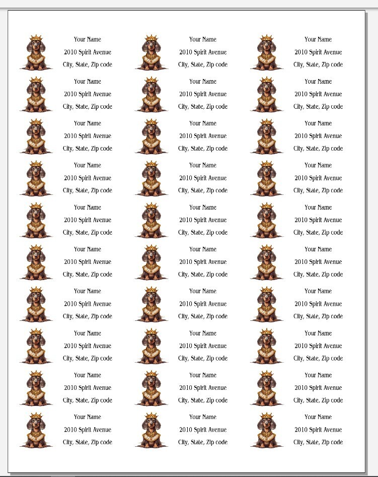 150 Dachshund Dog King Royalty Mailing Return Address Labels ...