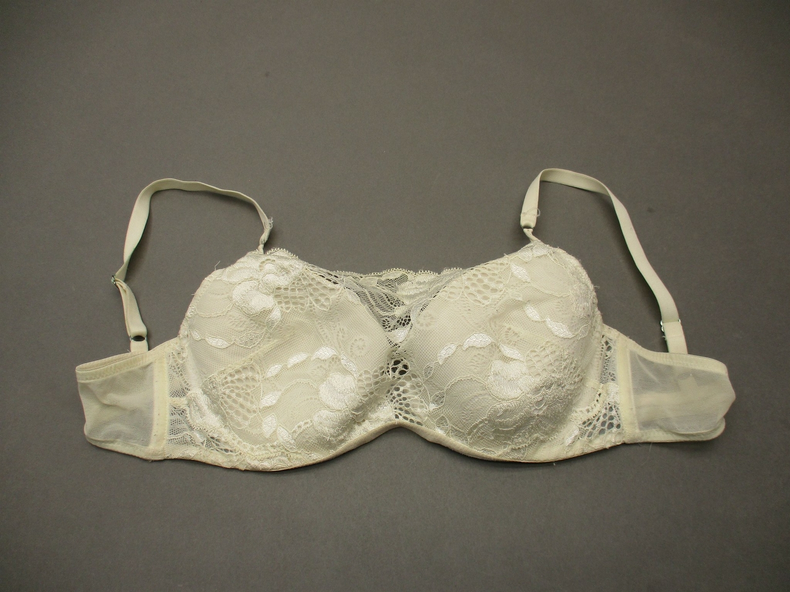 34D Natori Womens Ivory Lace Underwire Padded Back Closure Demi Bra 2H ...