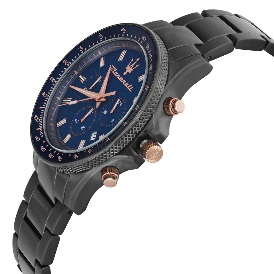 Maserati Sfida Gunmetal PVD Steel Chronograph Blue Dial Men Watch ...