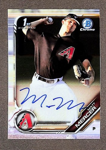2019 Bowman Chrome Matt Mercer 1st Prospect Auto #CPA-MM Diamondbacks ...