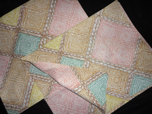 VINTAGE LADY PEPPERELL PATCHWORK BRAIDED MAZE TAN (2) STANDARD ...