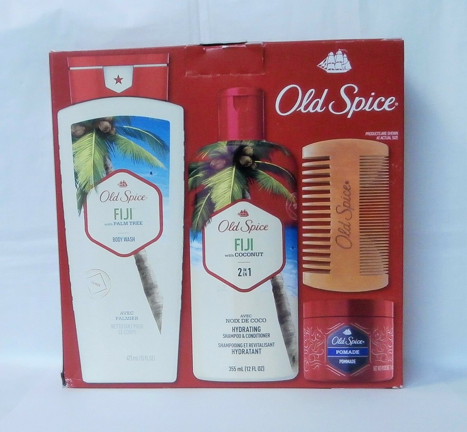 Old Spice Fiji Set Shampoo, Body Wash, Pomade, Comb Full Size NEW | eBay