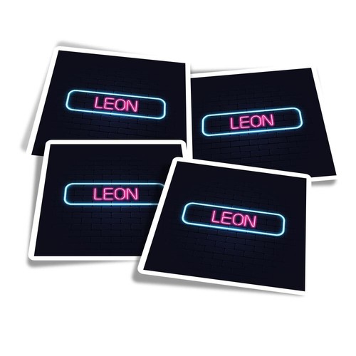 4x Vinyl Stickers Neon Sign Design Leon Name #352216 | eBay UK