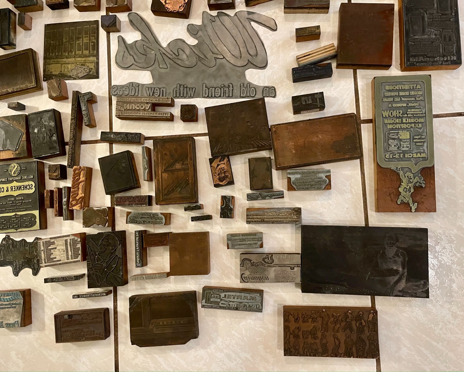 Vintage Antique Letterpress Metal on Wood Printing Press Block Stamps ...