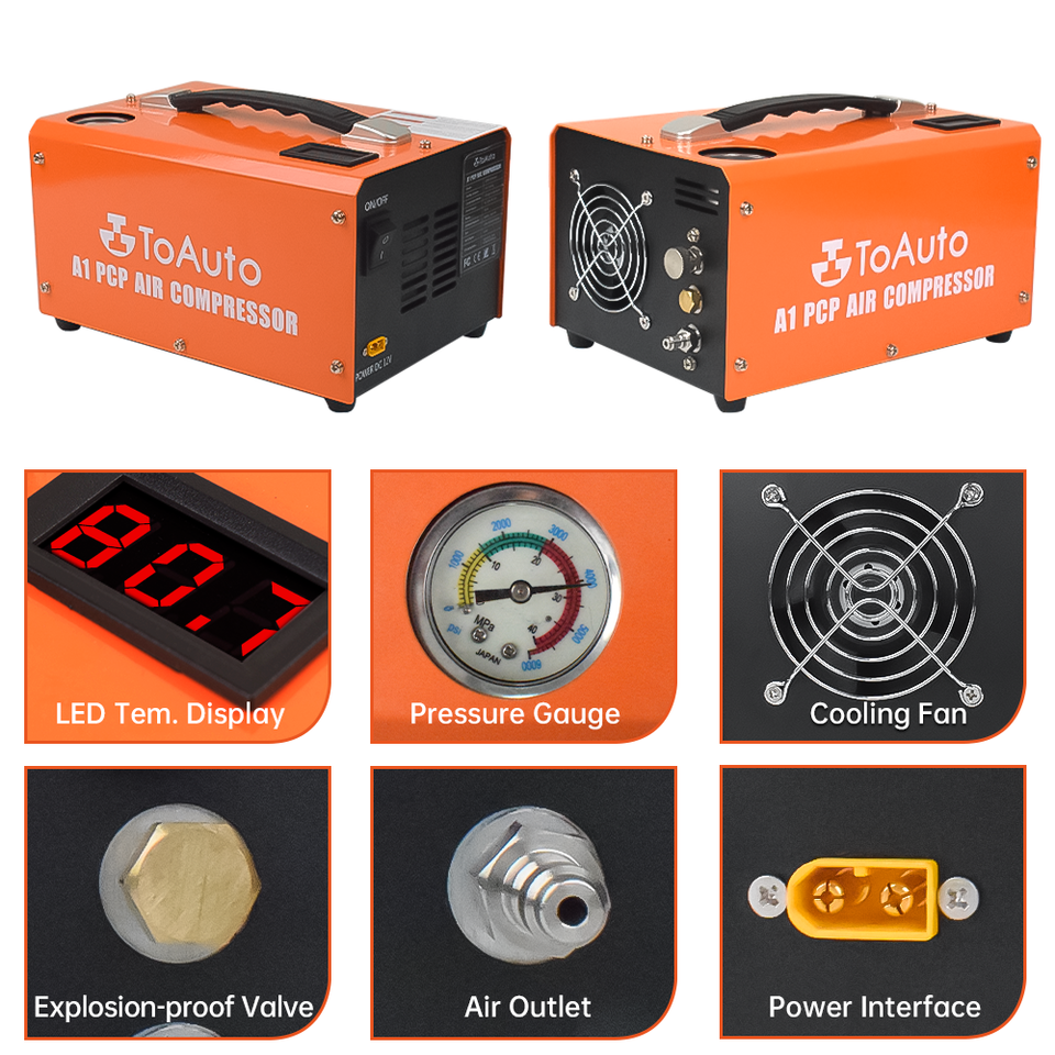 TOAUTO PCP Air Compressor 30MPA 220V High Pressure Airgun Rifle ...