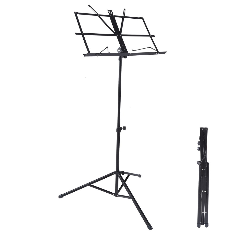 Small Music Stand Metal Portable Shelf Easy Assemble Lift Fold ...