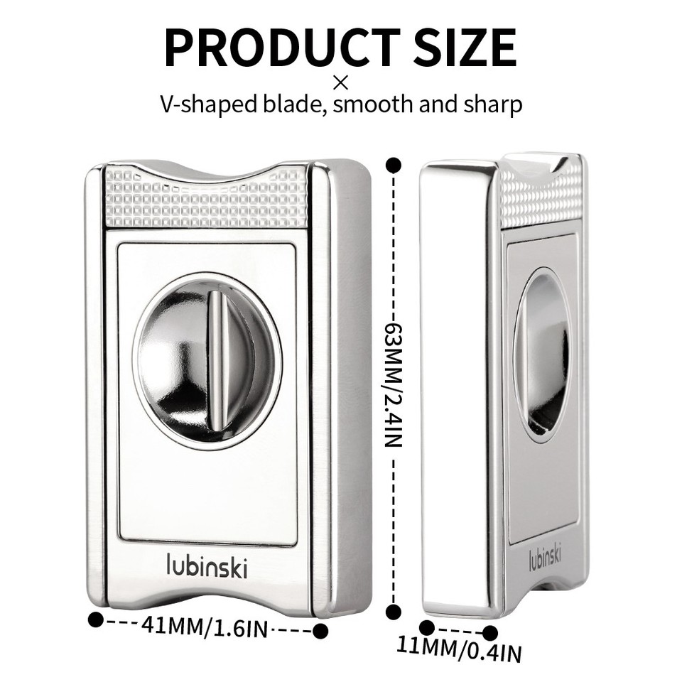 Lubinski Portable Stainless Steel V-Cut Cigar Cutter Holder Gift Sharp ...